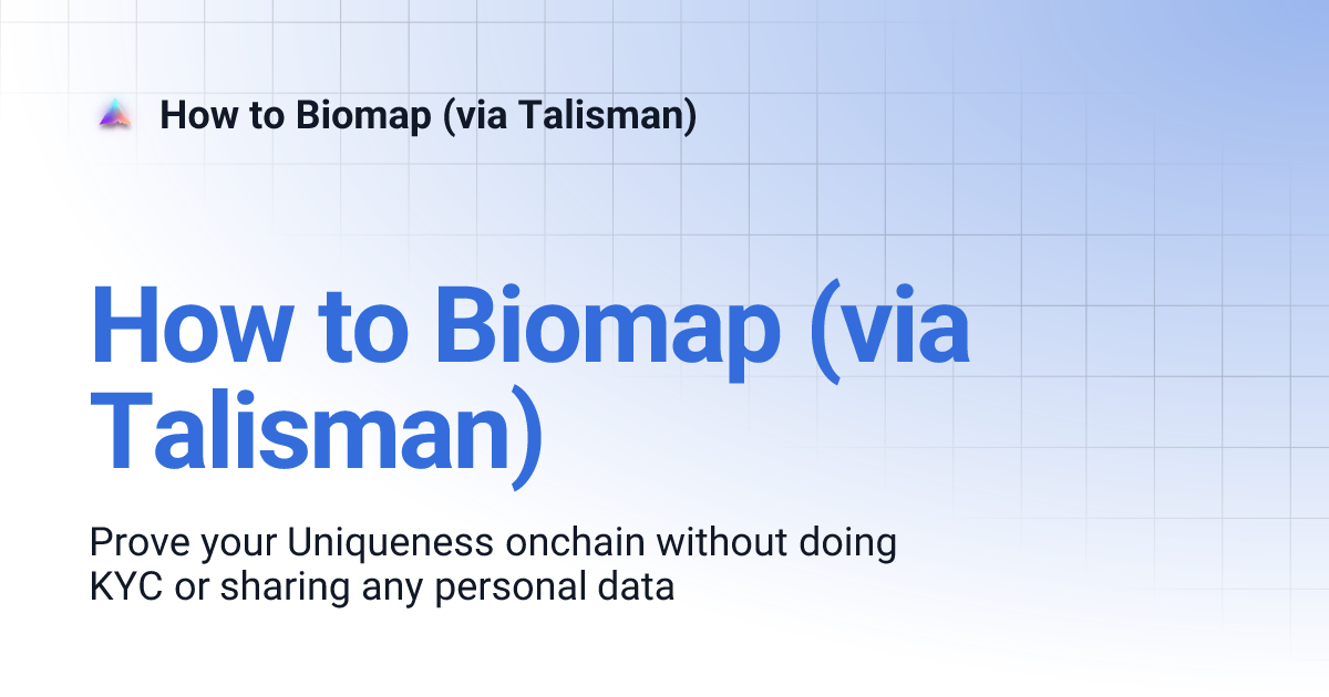 How to Biomap (via Talisman) | How to Biomap (via Talisman)